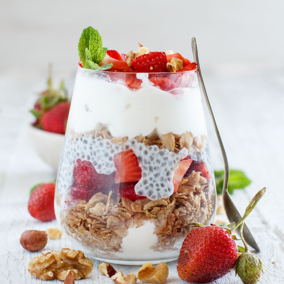 Avena con chía, desayuna saludable.